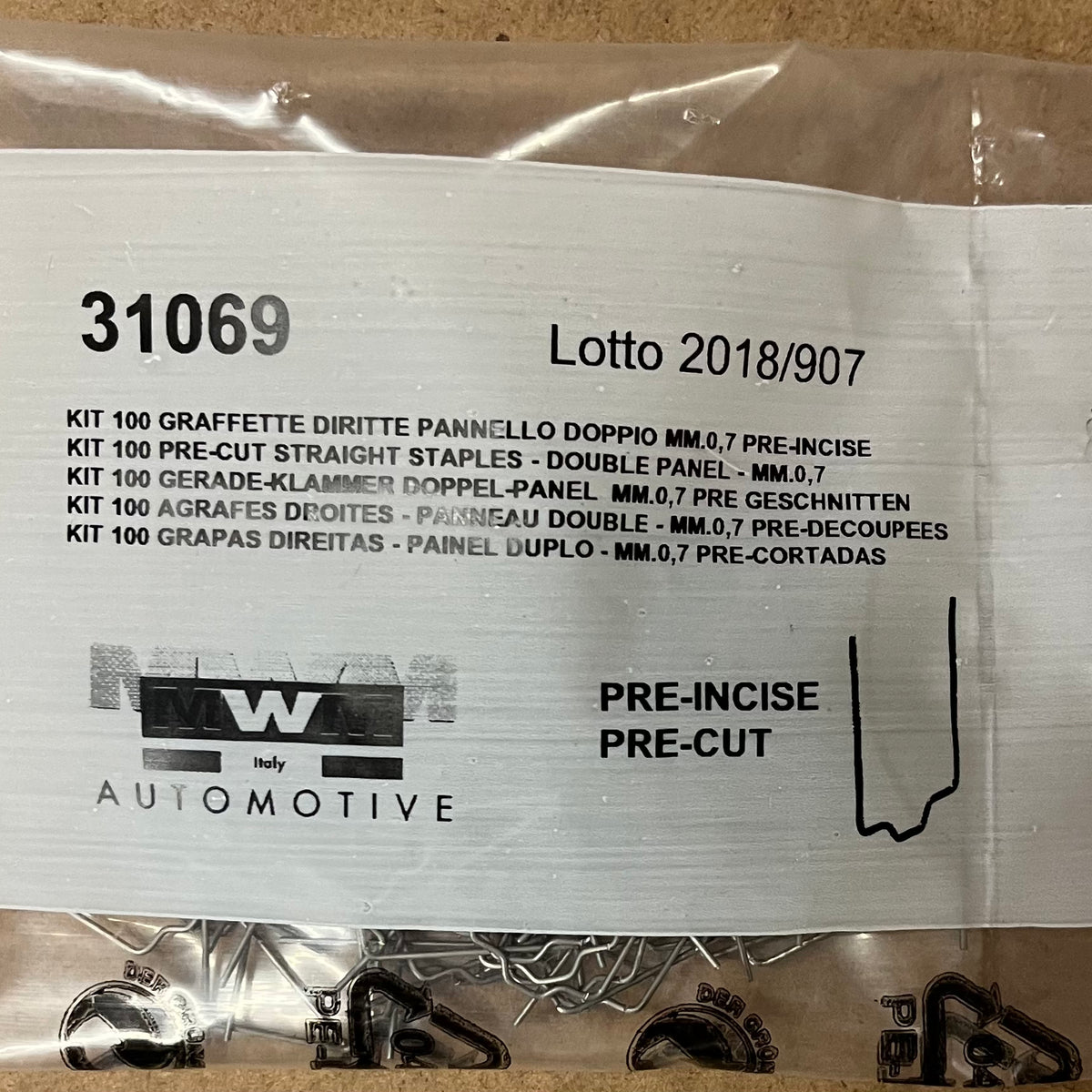 KIT 100 PRE-CUT STRAIGHT STAPLES - DOUBLE PANEL - MM 0.7 – ADVCRS